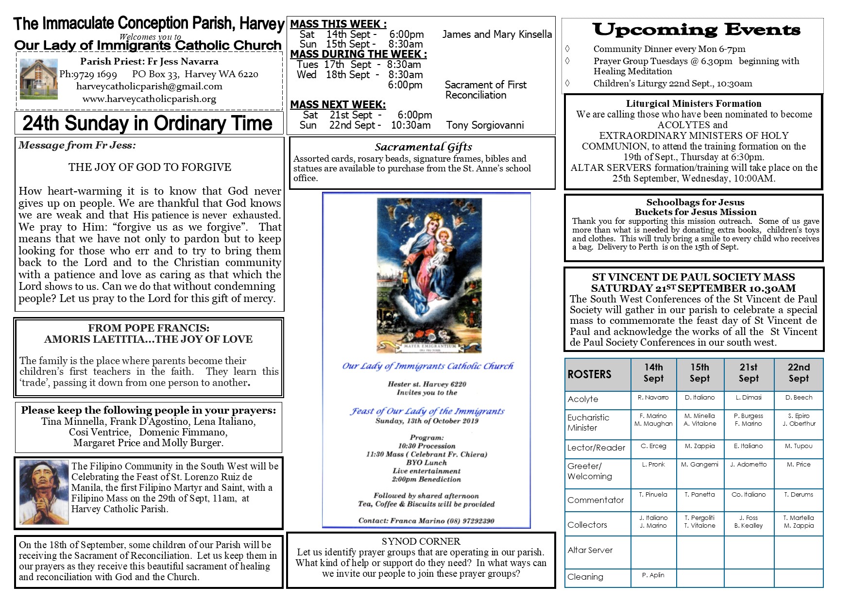 24th Sunday in Ordinary Time – Harvey Catholic Parish