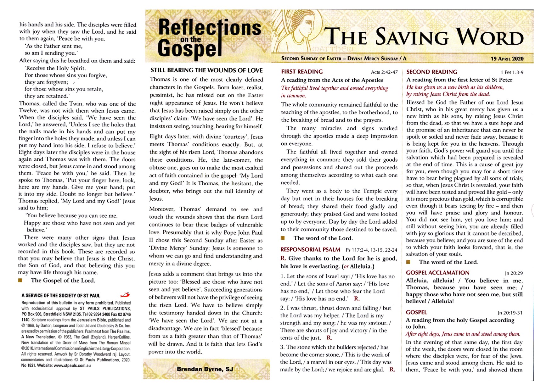 Second Sunday of Easter (Sunday of Divine Mercy) – Harvey Catholic Parish