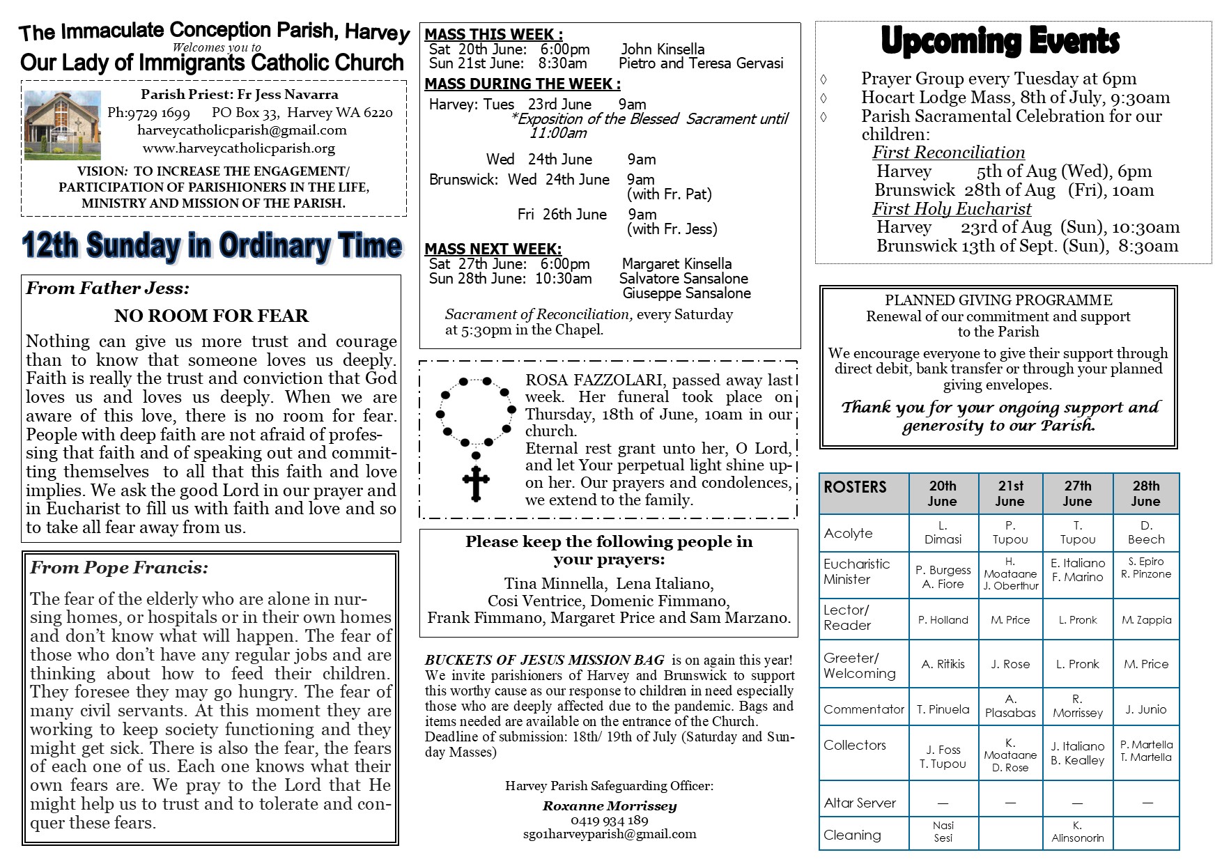12th Sunday in Ordinary Time – Harvey Catholic Parish