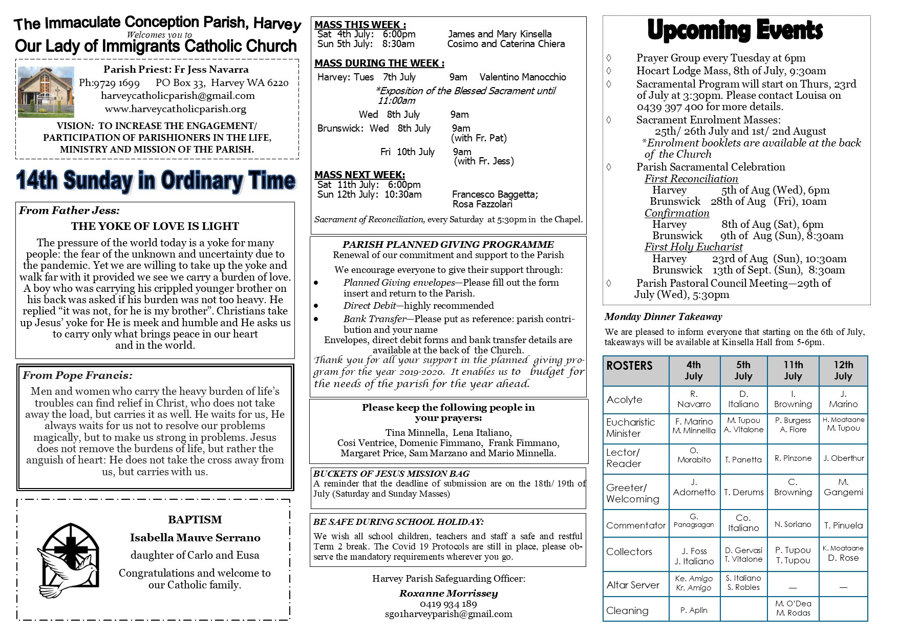 Fourteenth Sunday in Ordinary Time – Harvey Catholic Parish